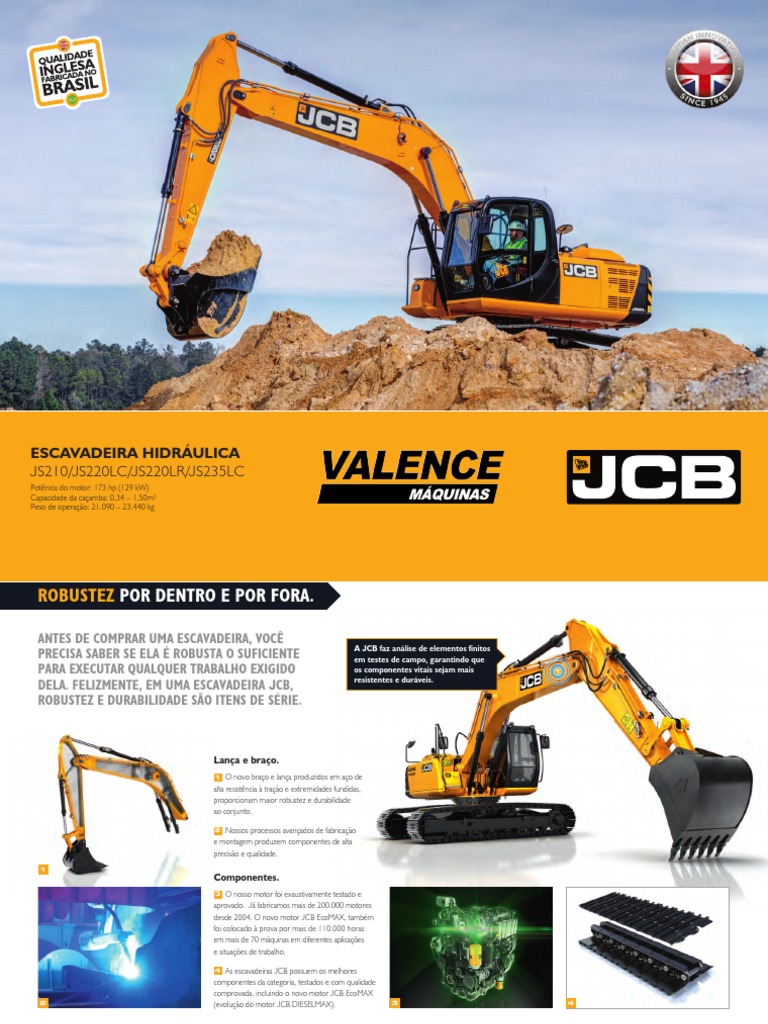 Especificações - Apresentação Fabricante - Escavadeira - JCB - JS210 ...