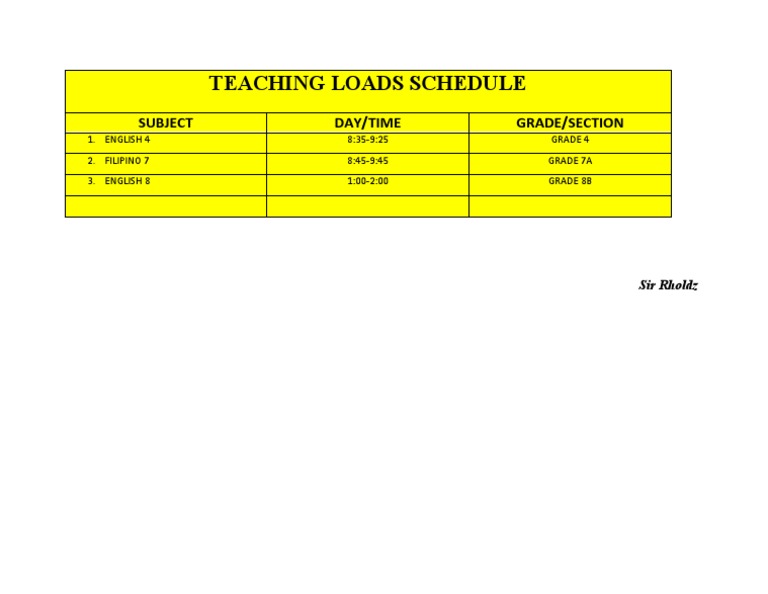 Teaching Loads Schedule | PDF
