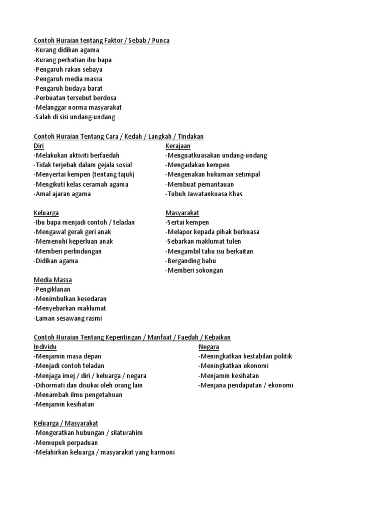 Contoh Huraian Soalan Esei Moral | PDF