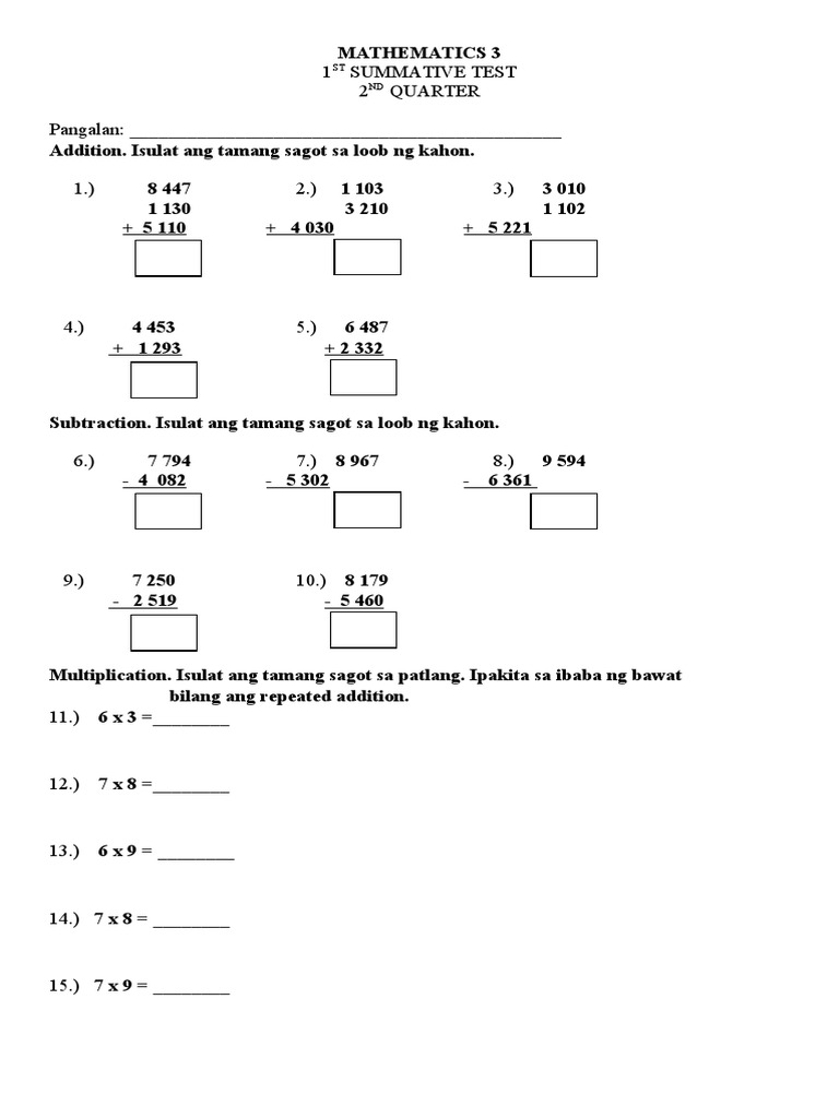 Math3 ST1 Q2 | PDF