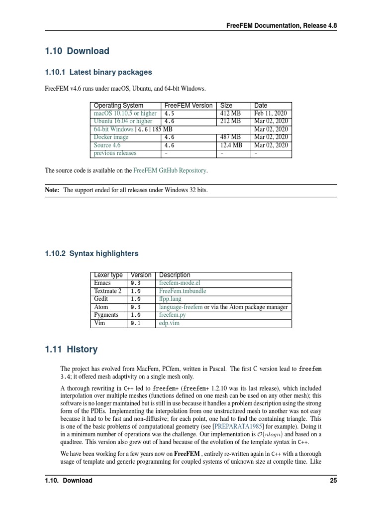 FreeFEM Documentation Download and History | PDF | C++ | Computing