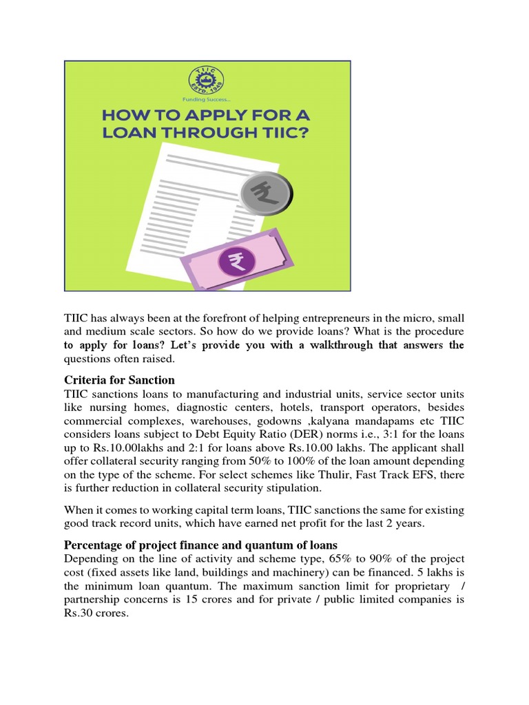 How To Apply For Loan Through Tiic | PDF | Loans | Financial Capital