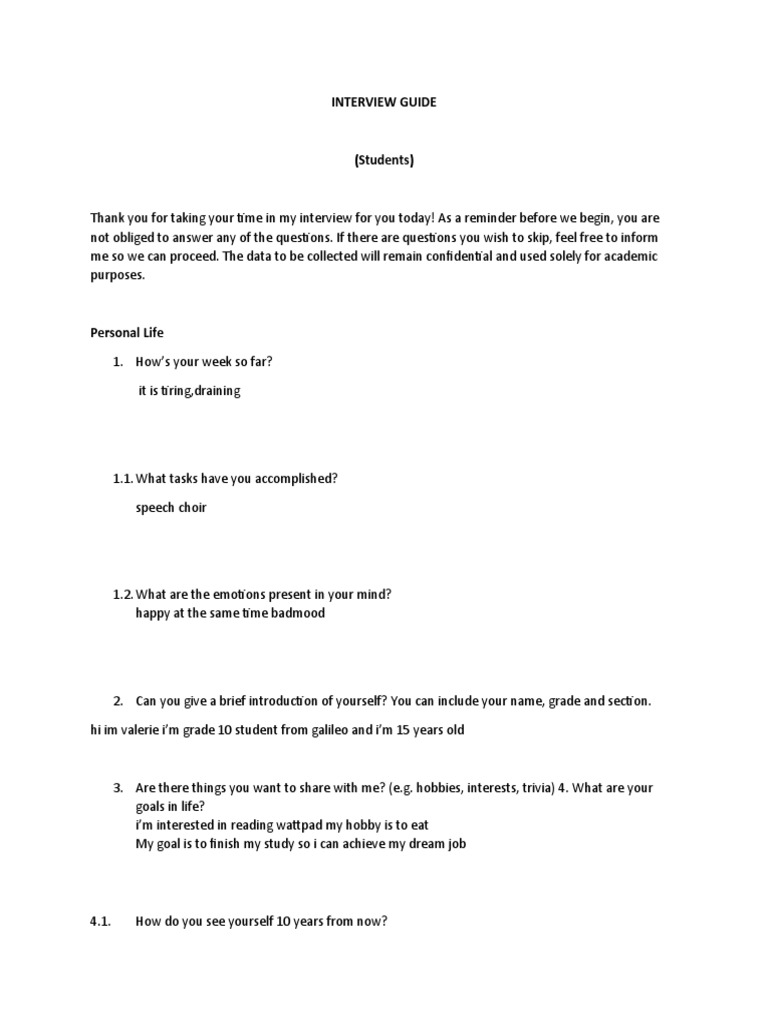 Interview Student | PDF | Cognition | Cognitive Science