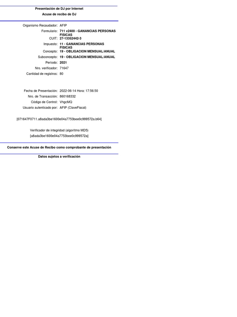 Presentación de DJ Por Internet Acuse de Recibo de DJ | PDF | Impuestos | Compartir (Finanzas)