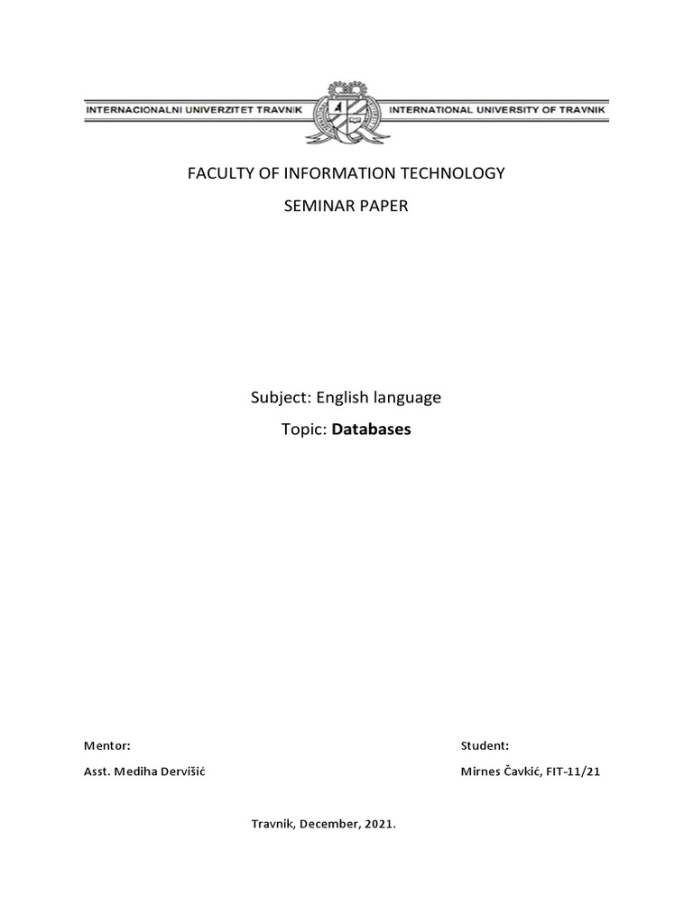 Seminar Paper DATABASES | PDF | Databases | Relational Model