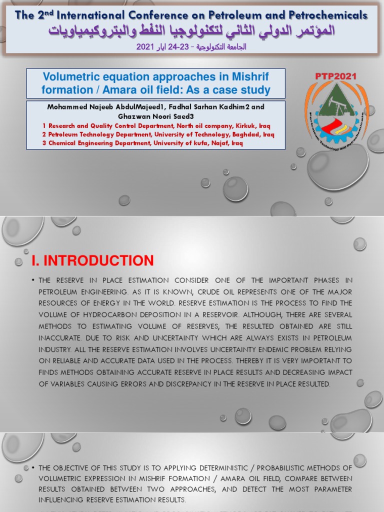 Volumetric Equation Approaches in Mishrif - Amara Oil Field | PDF ...