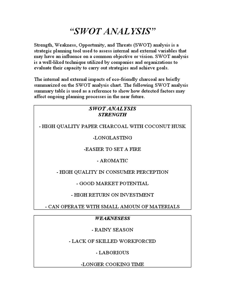SWOT ANALYSIS Group 4 PDF Swot Analysis Marketing