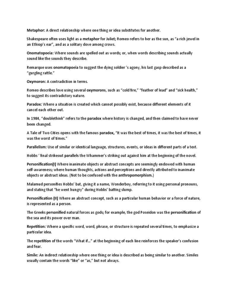 A Survey of Literary Devices and Their Examples | PDF ...