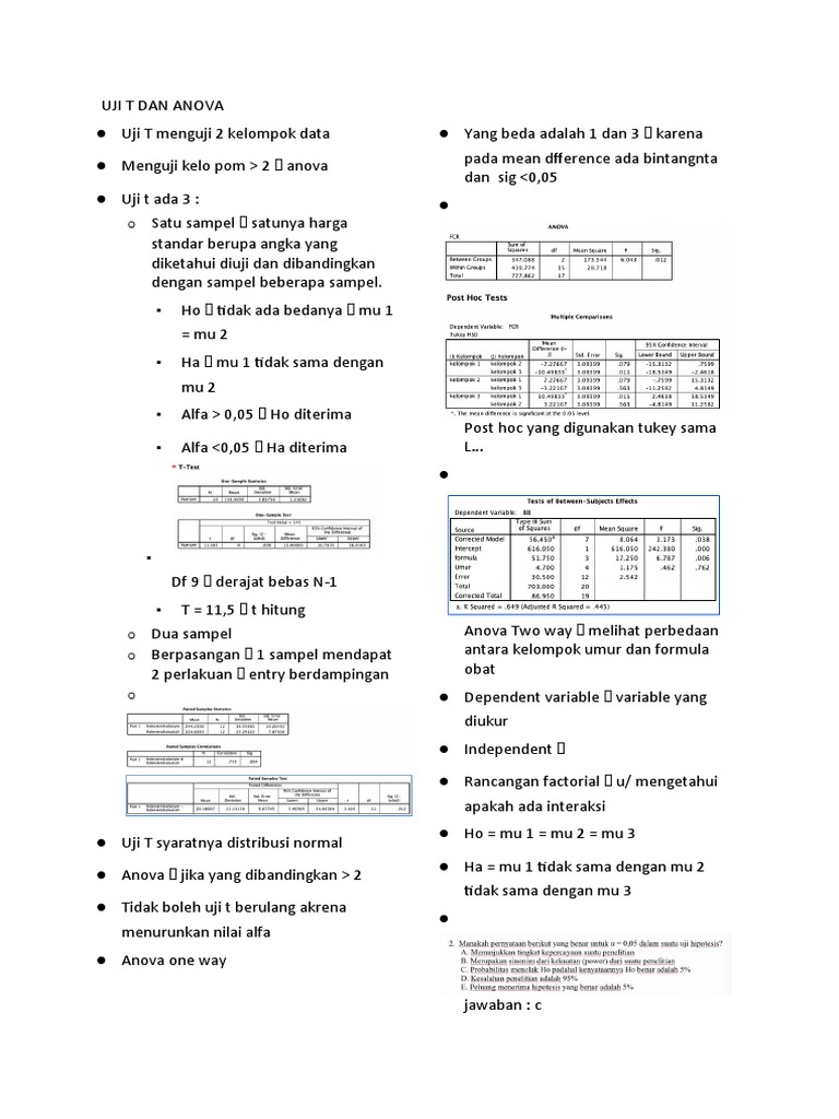 Uji T Dan Anova | PDF