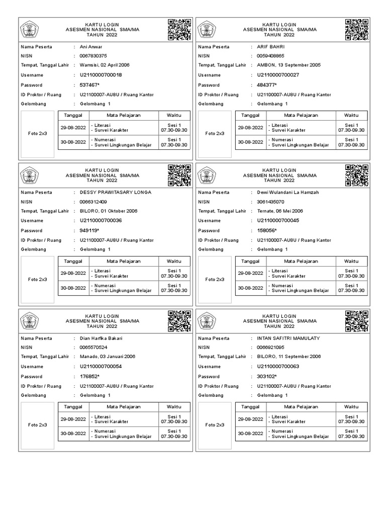 Asesmen Nasional - Tahun 2022 Yos | PDF