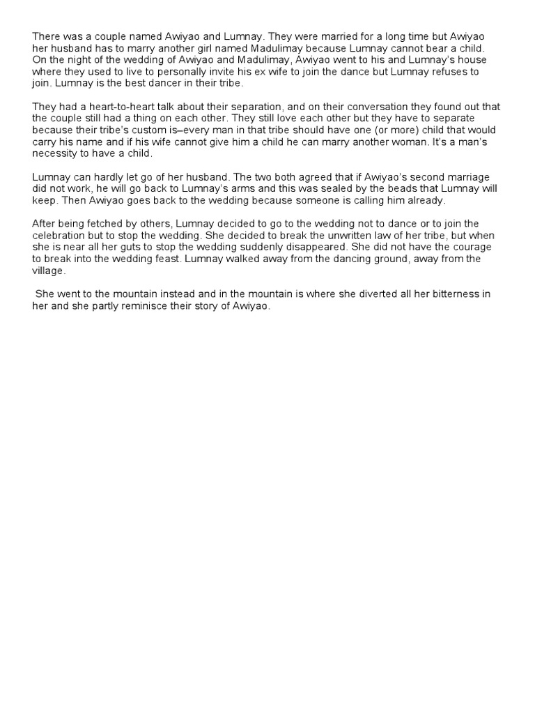 Awiyao and Lumnay's Heartbreak Dance | PDF