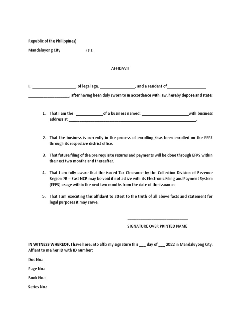 AFFIDAVIT For EFPS | PDF