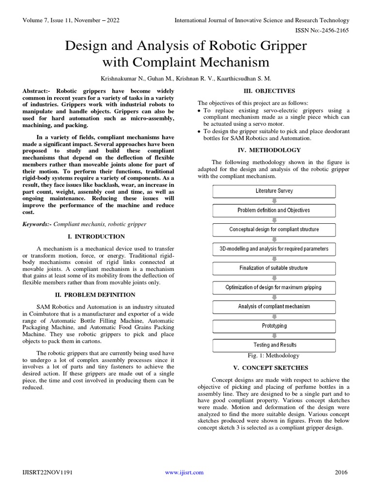 Design and Analysis of Robotic Gripper With Complaint Mechanism | PDF | 3 D Printing | Applied ...