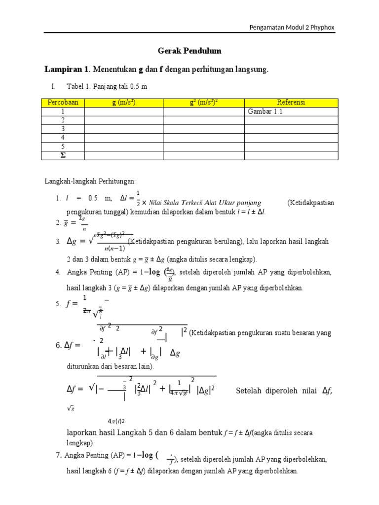 Analisis Data Modul 2 Pendulum | PDF