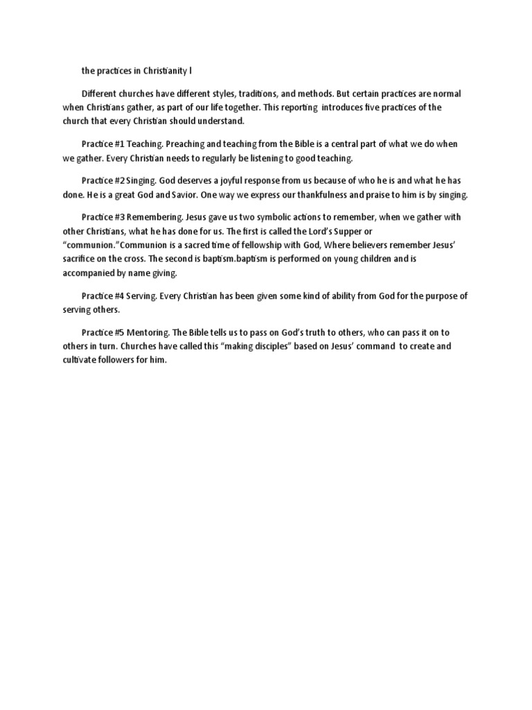 Key Practices in Christianity | PDF