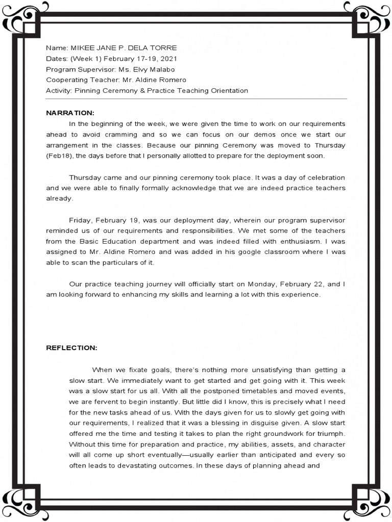 Week 1 Journal Entry | PDF