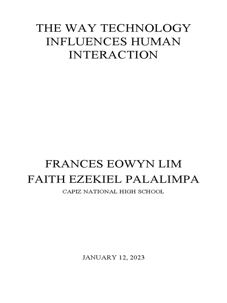 How Technology Influences Human Interaction | PDF | Social Media | Popular Culture & Media Studies