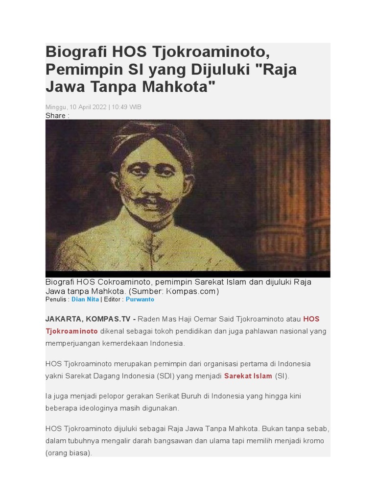 Biografi Hos Tjokroaminoto Pdf