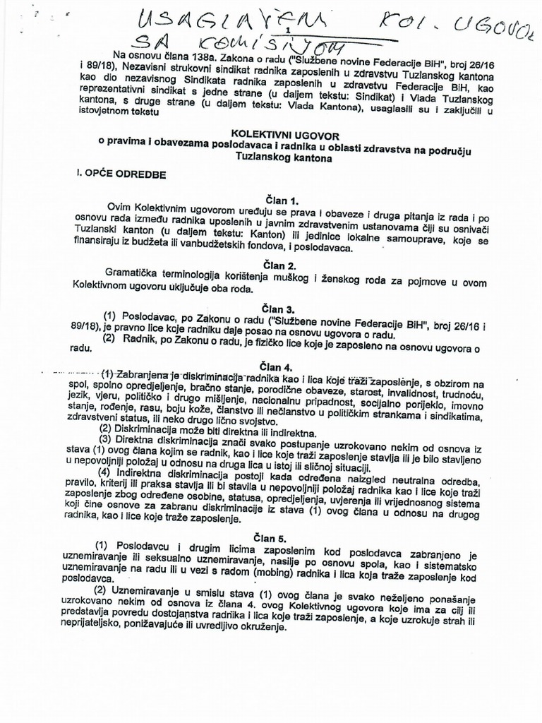 Kolektivni Ugovor 2021. Godine | PDF