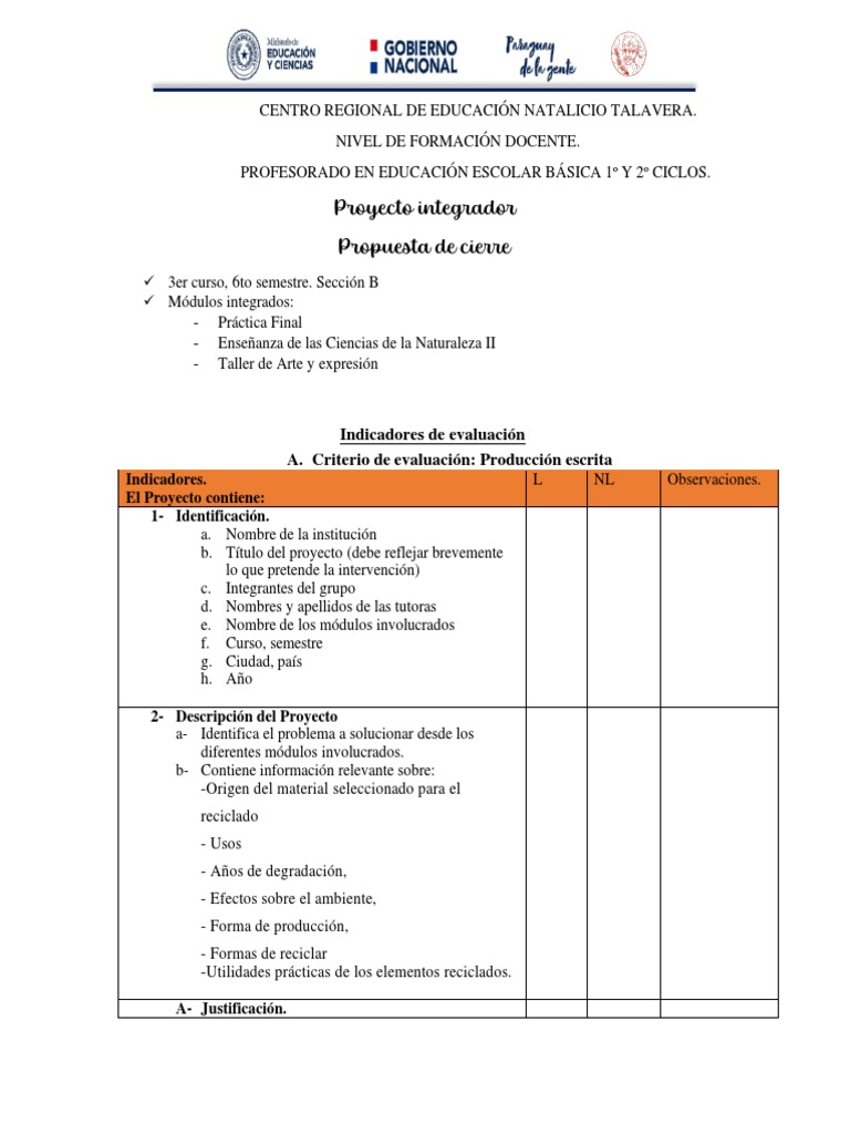 Indicadores para Evaluar Proyecto. | PDF | Evaluación | Sustentabilidad