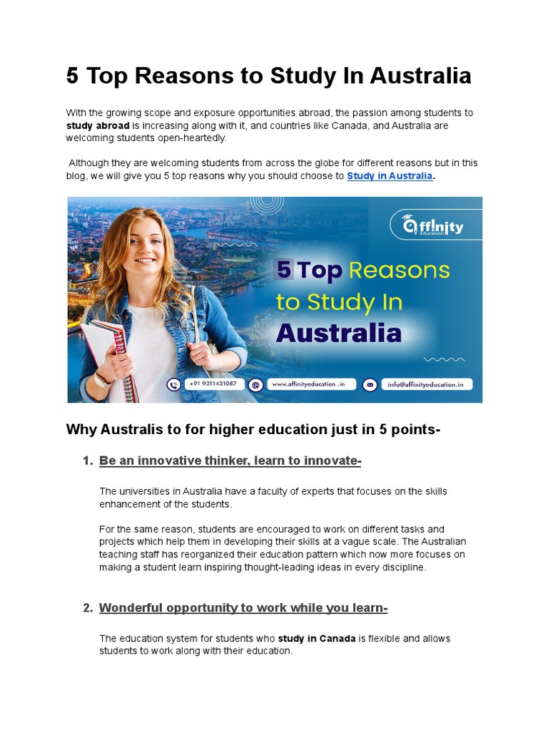 5 Top Reasons To Study In Australia Pdf