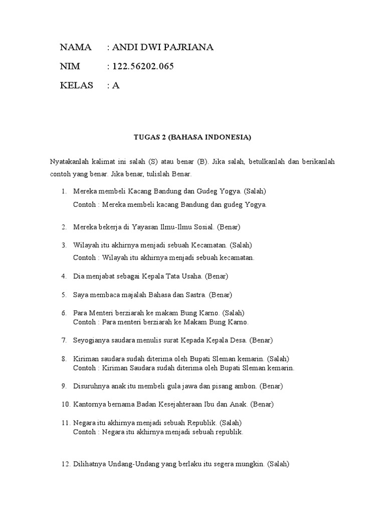 Andi Dwi Pajriana Tugas 2 Bahasa Indonesia | PDF