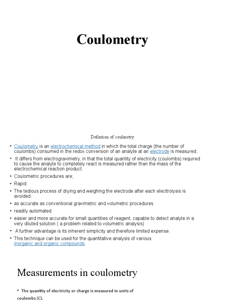 Coulometry | Download Free PDF | Titration | Chemistry