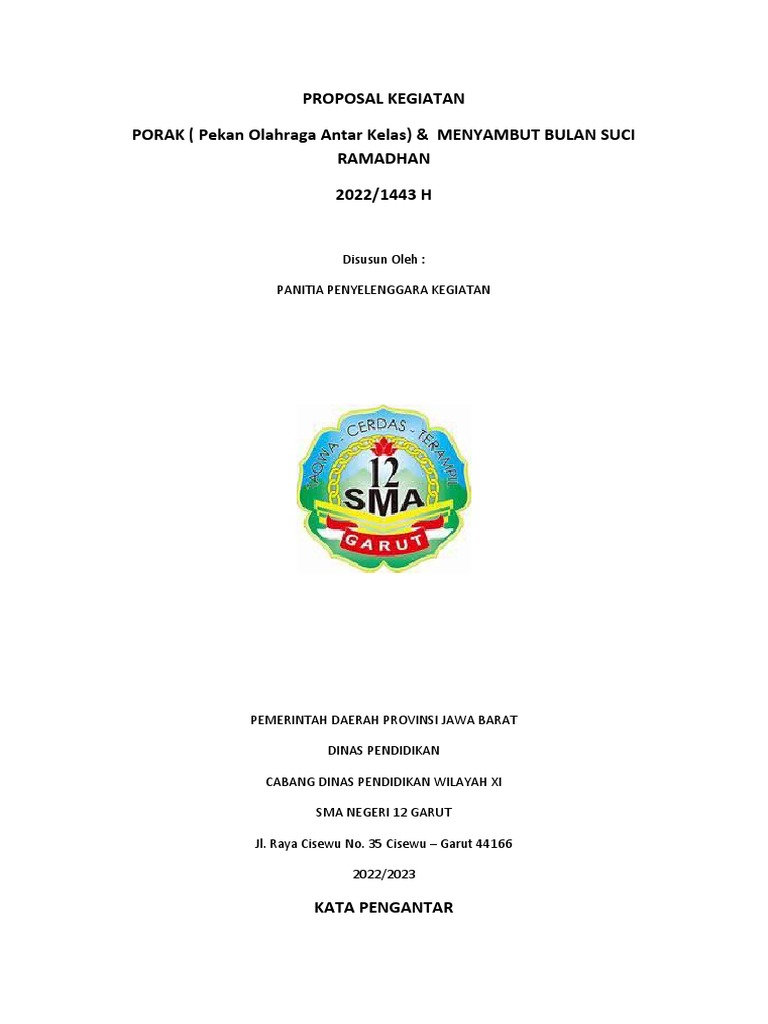 Proposal Kegiatan PORAK dan Ramadhan 2022 | PDF