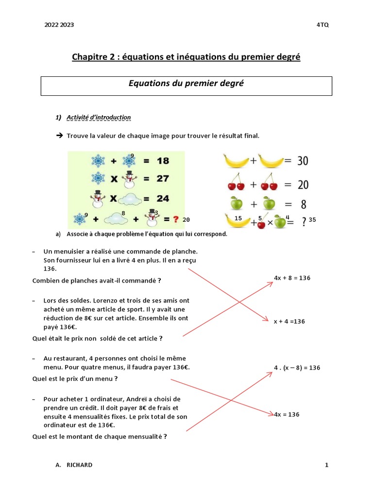Chapitre 2 Eq Et Ineq | PDF | Inégalité (mathématiques) | Mathématiques