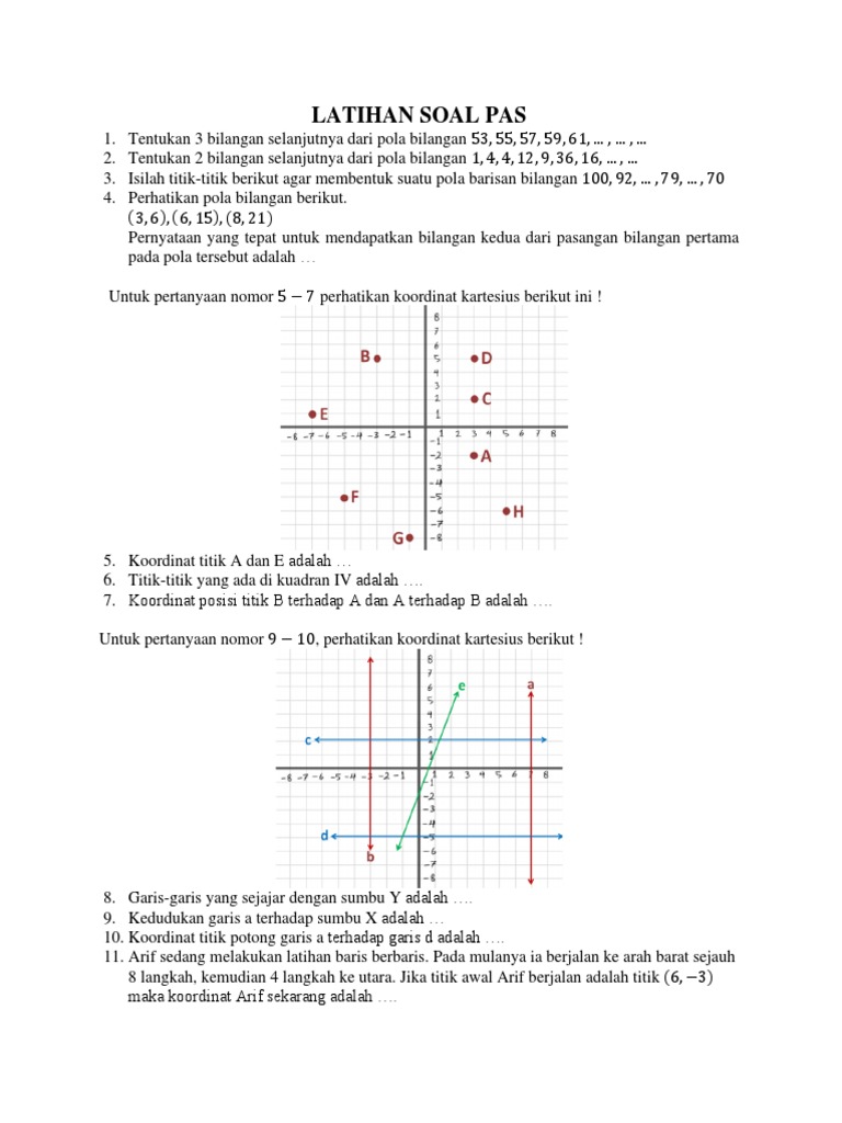 Latihan Soal Pas Matematika KLS 8 Ta. 2022-2023 | PDF