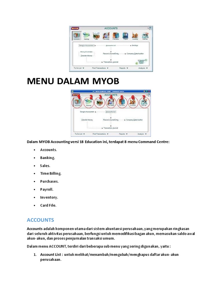 Menu Dalam Myob | PDF
