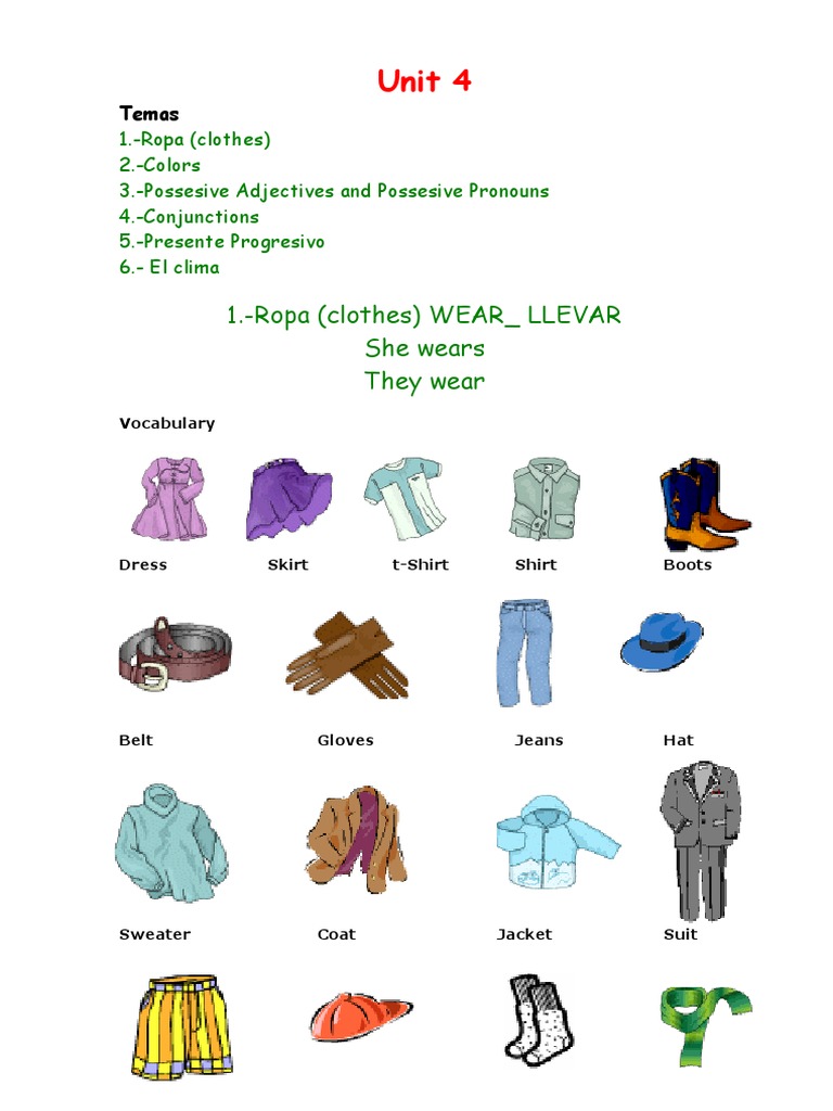 Unidad 4 | PDF | Plural | Color