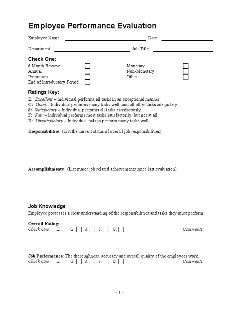 Employee Performance Review Template | PDF | Career & Growth