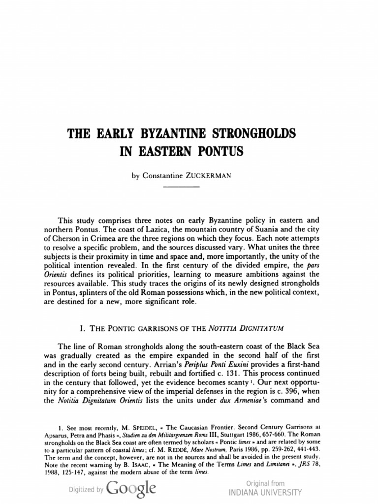 The Early Byzantine Strongholds in Eastern Pontus | PDF | Roman Empire ...