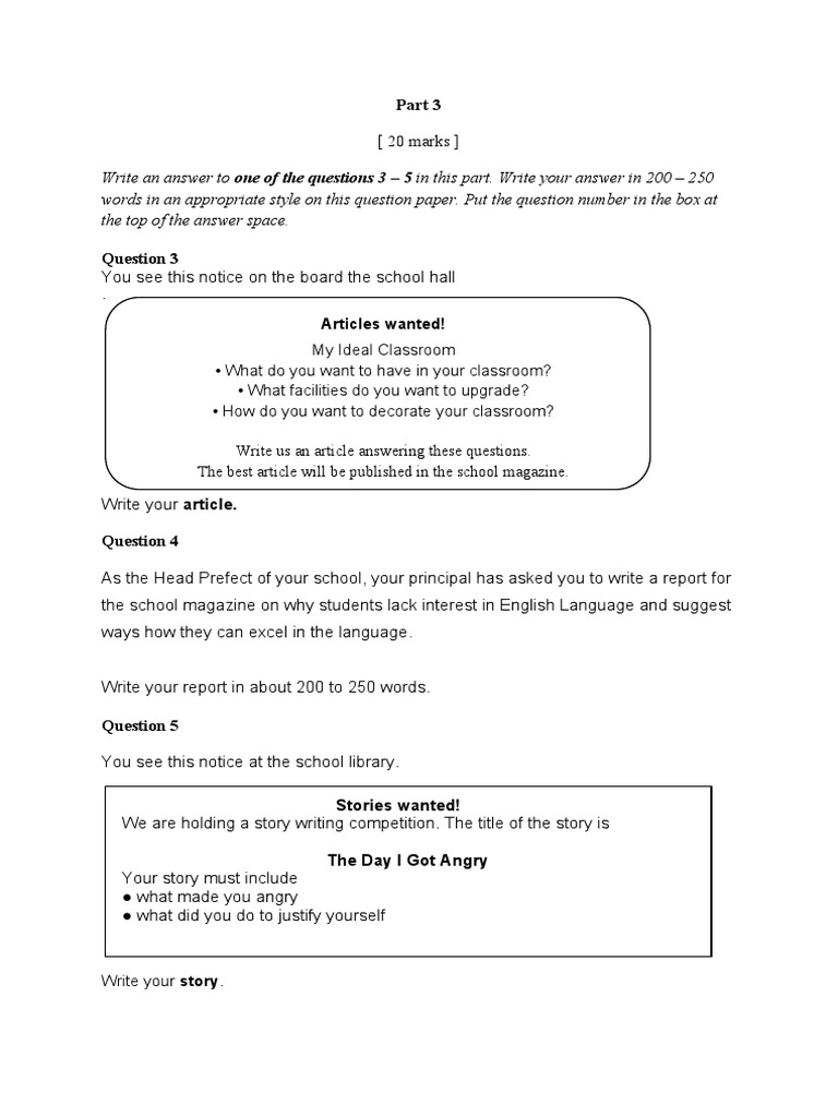 SPM English Paper 2 Part 3 Guidelines | PDF