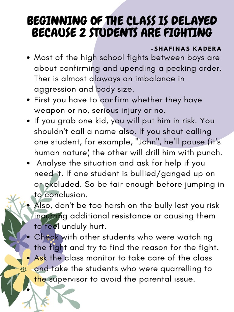 Maintaining Order and Resolving Conflict: Guidance on Addressing a ...