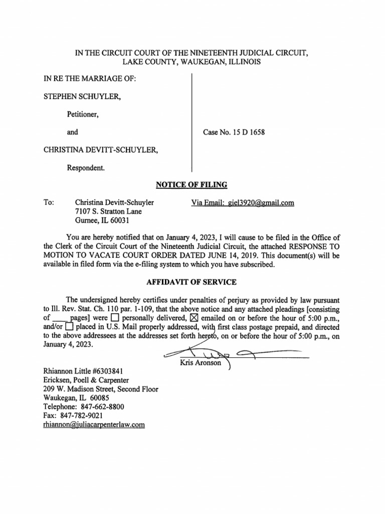 NOF & Response To Motion To Vacate | PDF NOF & Response To Motion To Vacate | PDF