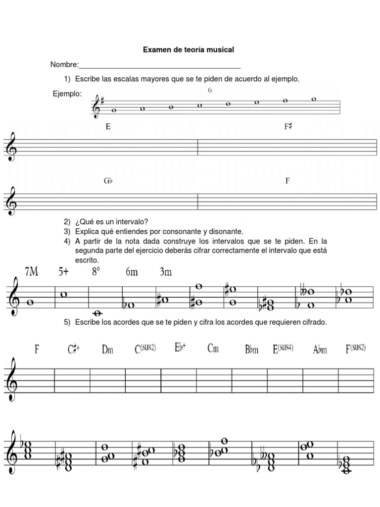 Examen Teoría Musical | PDF
