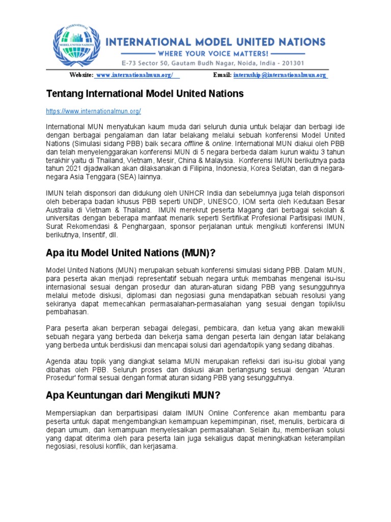 Tentang International Model United Nations | PDF