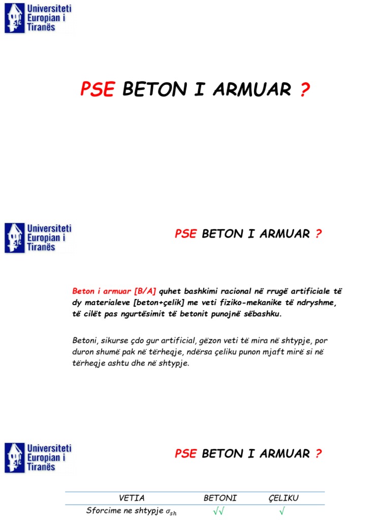 Leksion 1 - Vetite e Betonit Te Armuar | PDF