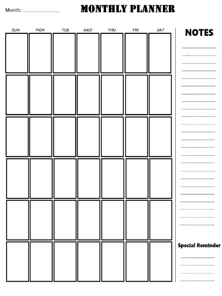 Blank Monthly Planner | PDF