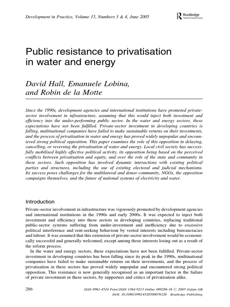 Public - Resistance - To - Privatisation - in - Water and Energy | PDF ...