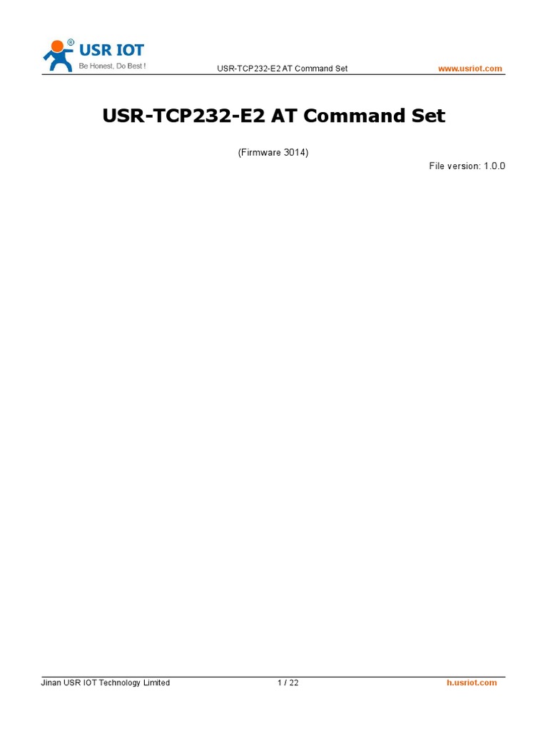 (At Command) Usr Tcp232 E2 at Command Set - v1.0.0 | PDF | Port (Computer Networking ...