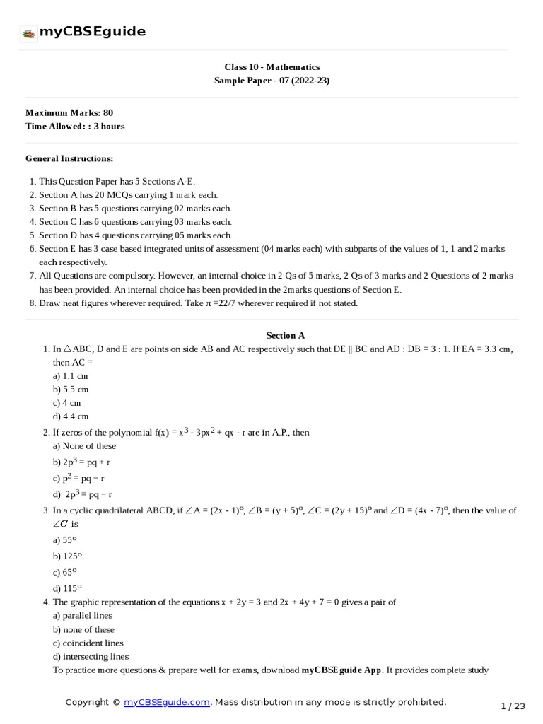10 Math22 23 sp07 | PDF | Circle | Area