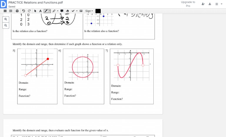 PRACTICE Relations and Functions - PDF DocHub | PDF