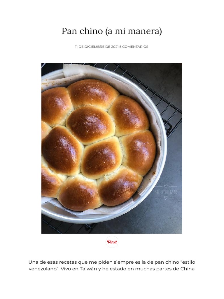Pan Chino Estilo Venezolano | PDF | Panes | Mantequilla