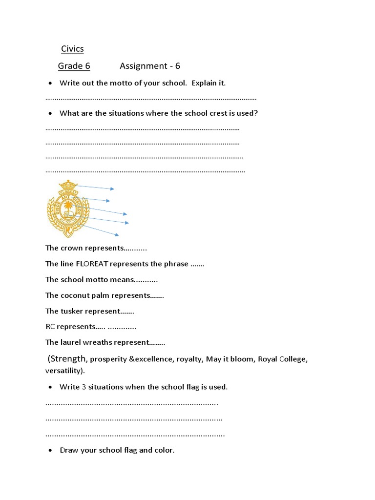 Civics Grade 6 Assignment 6 | PDF