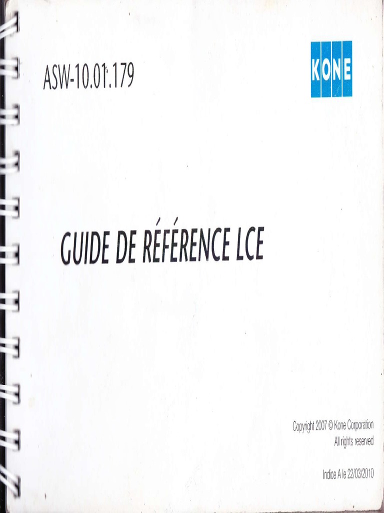 Manuel Technique - KONE - Guide de Référence LCE | PDF