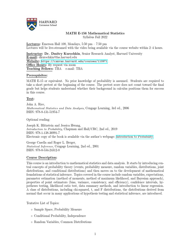 Mathematical Statistics-1 | PDF | Statistics | Probability Distribution