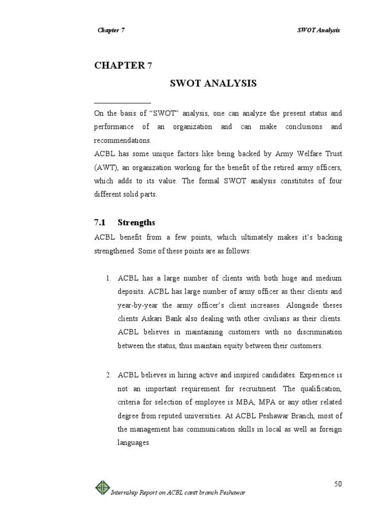 Chapter 7 SWOT Analysis | PDF | Pakistan | Banks